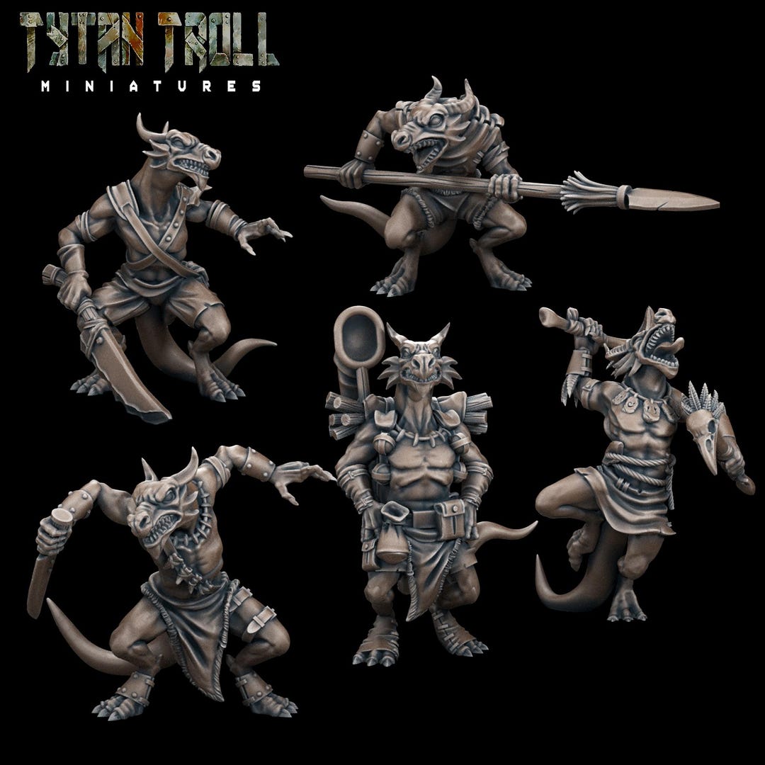 Kobold Figures Pack 2 - Set of 5 Miniatures - 28mm 32mm Scale Unpainted ...