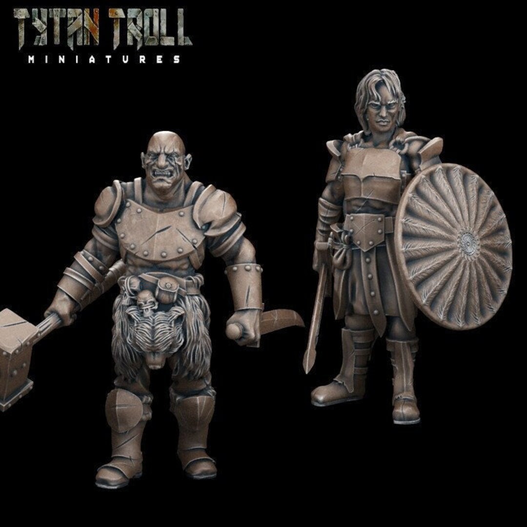 Goliath Fighters - 32mm Scale Miniatures - Resin 3D Printed D&D Figures ...