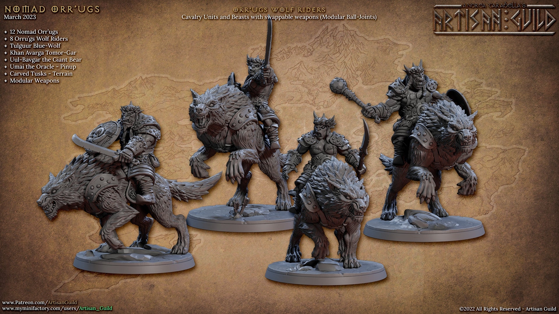 Orr'ug Wolf Riders - Nomad Orr'ugs - 32mm Heroic Scale Minis - Artisan ...
