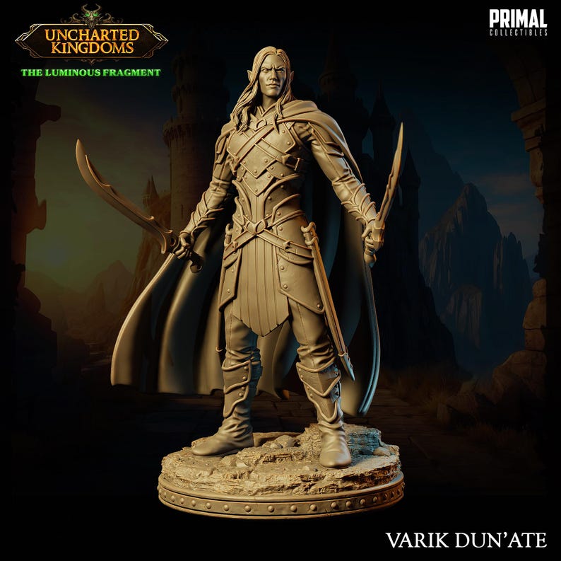 Drow Ranger Figure - Varik Dun'ate - 28/32/75mm Scale Unpainted Resin ...