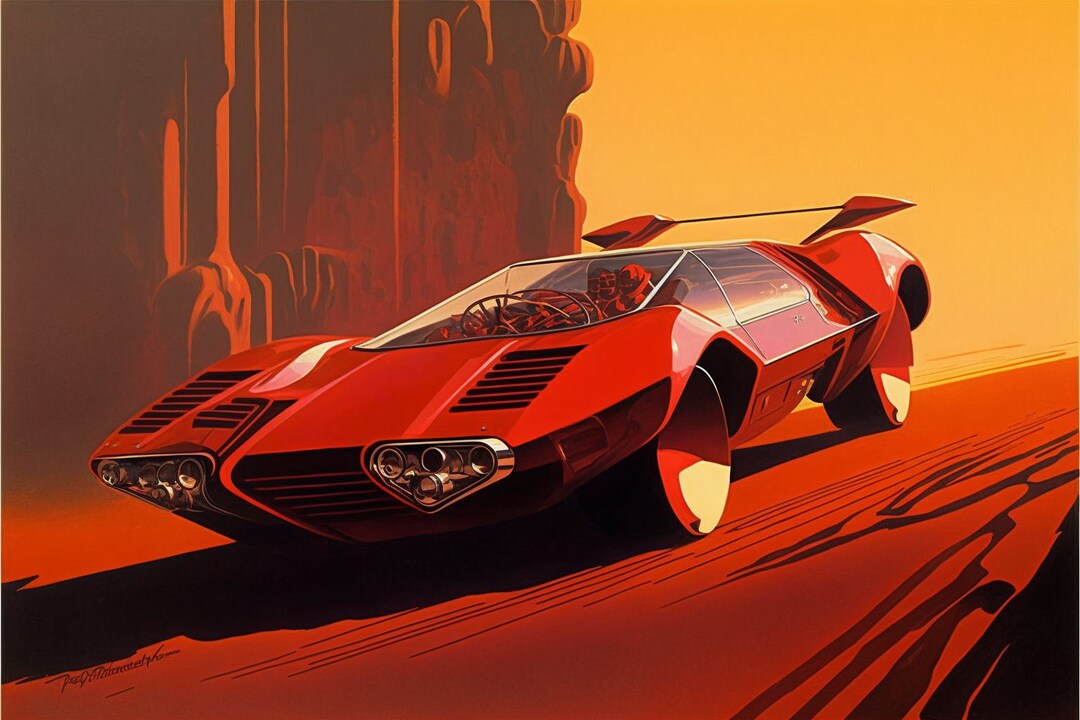 Retro Futuristic Concept Car in the Style of Syd Mead - Etsy