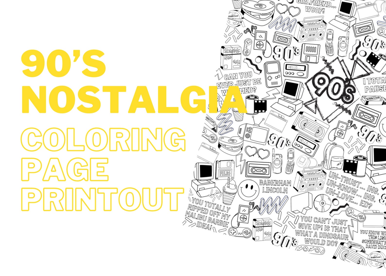 Nostalgic 90s Coloring Page Printout digital - Etsy