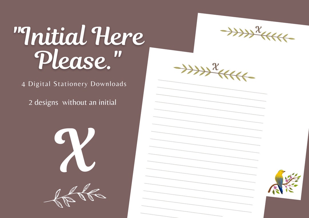 LETTER X initial Here Please Digital Download Stationery - Etsy