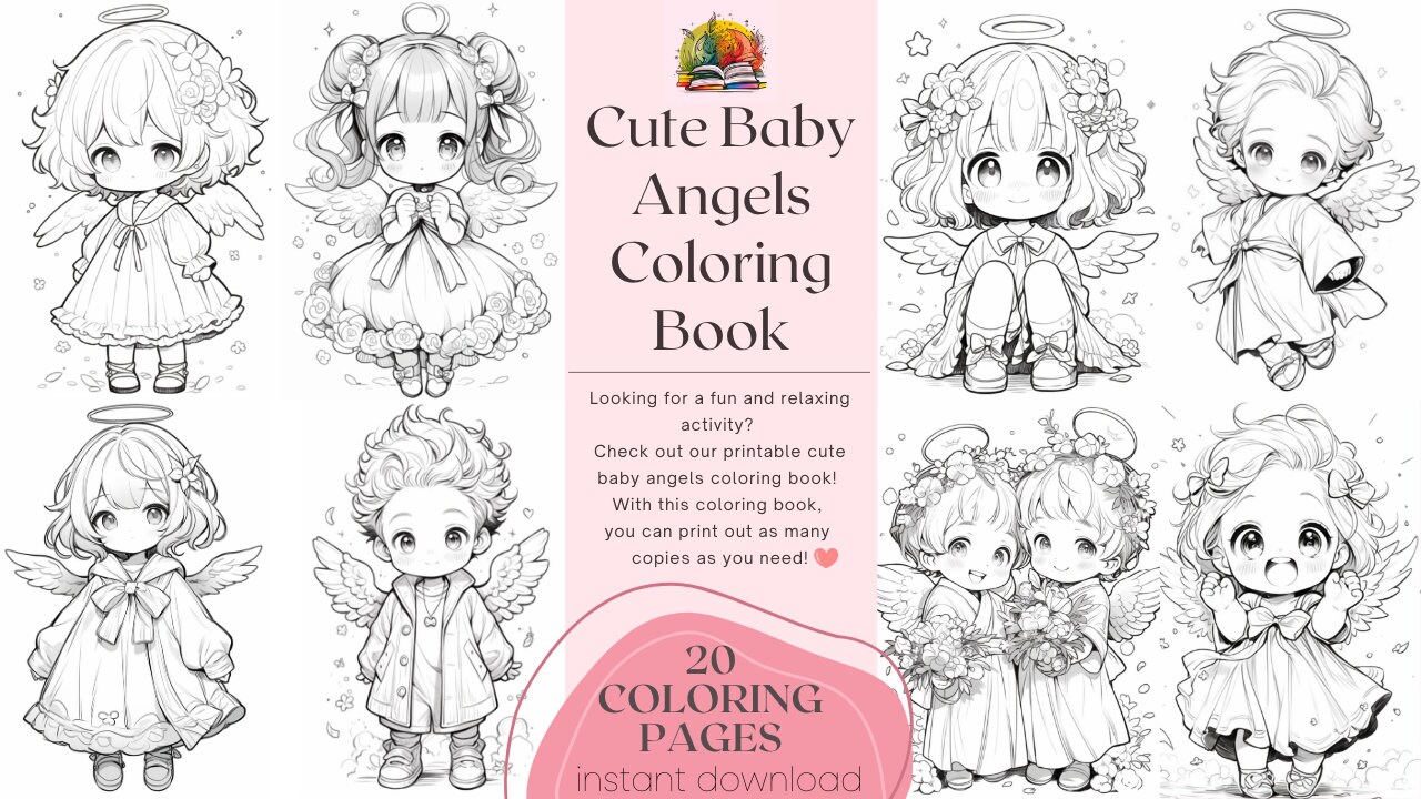 Cute Baby Angels Coloring Book 20 Printable Anime Coloring - Etsy