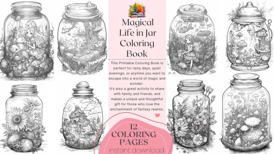 Magical Life in a Jar Coloring Book Fantasy Coloring Page 12 Printable ...