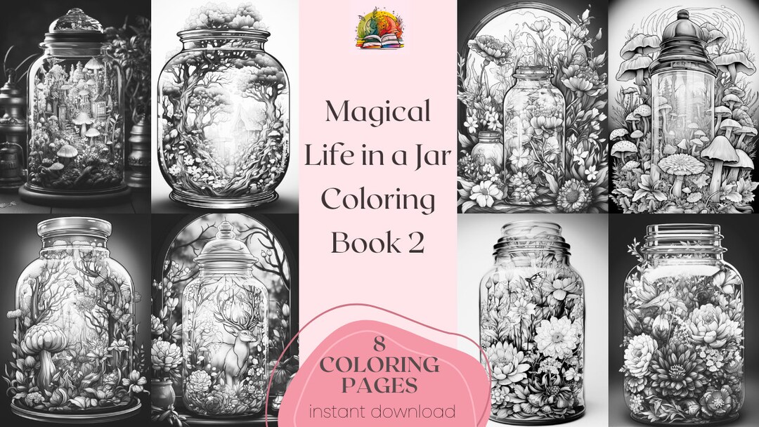 Magical Life in a Jar Coloring Book Fantasy Coloring Books 8 - Etsy