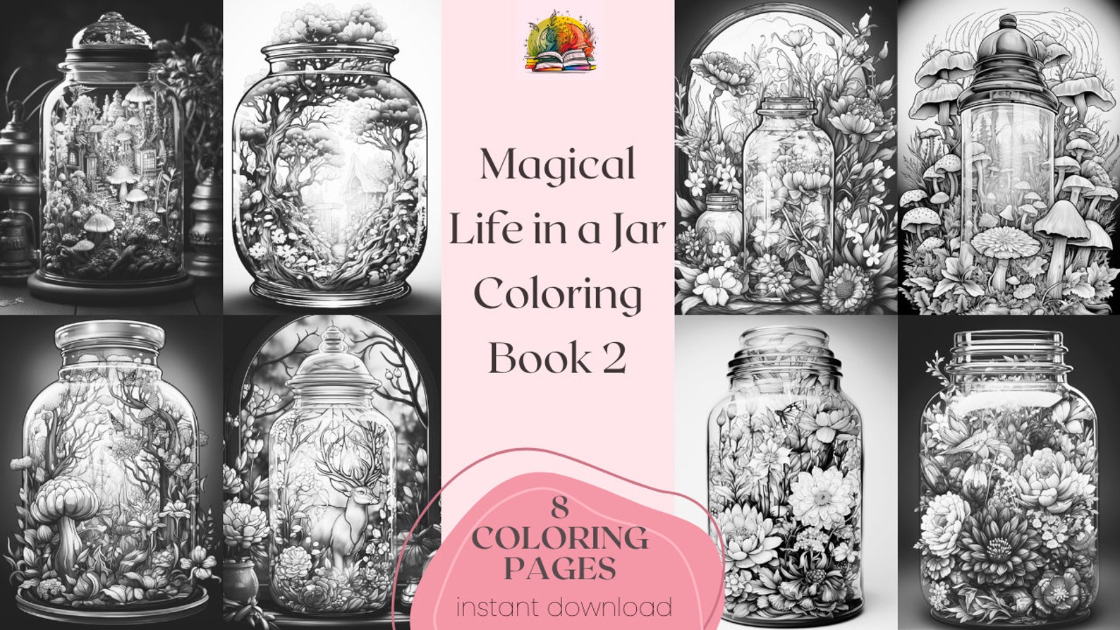 Magical Life in a Jar Coloring Book Fantasy Coloring Books 8 - Etsy