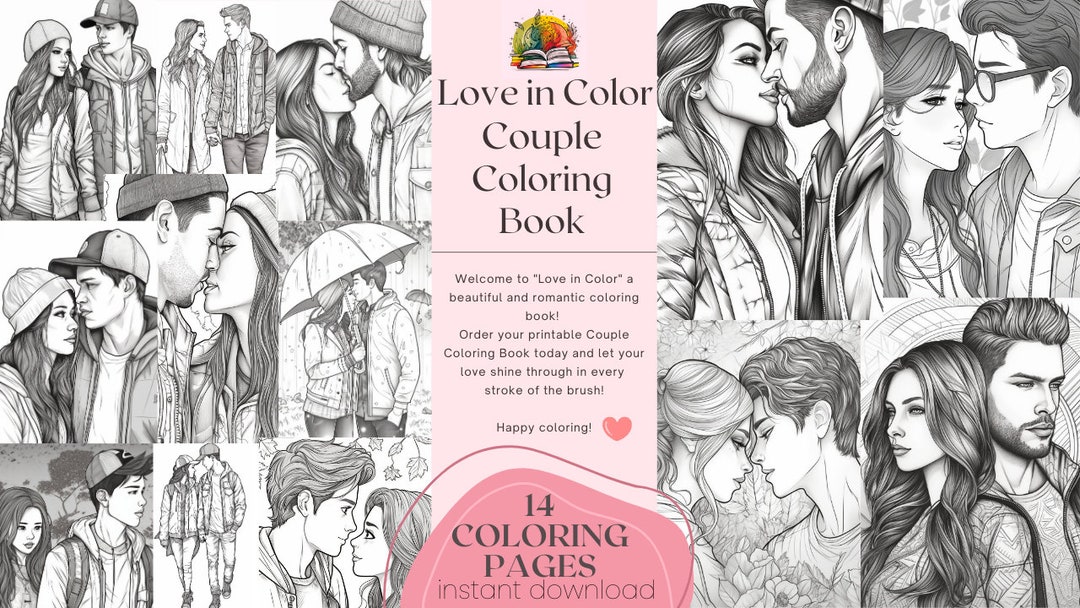 Cute Couple Coloring Book Love in Color Coloring Pages Love - Etsy