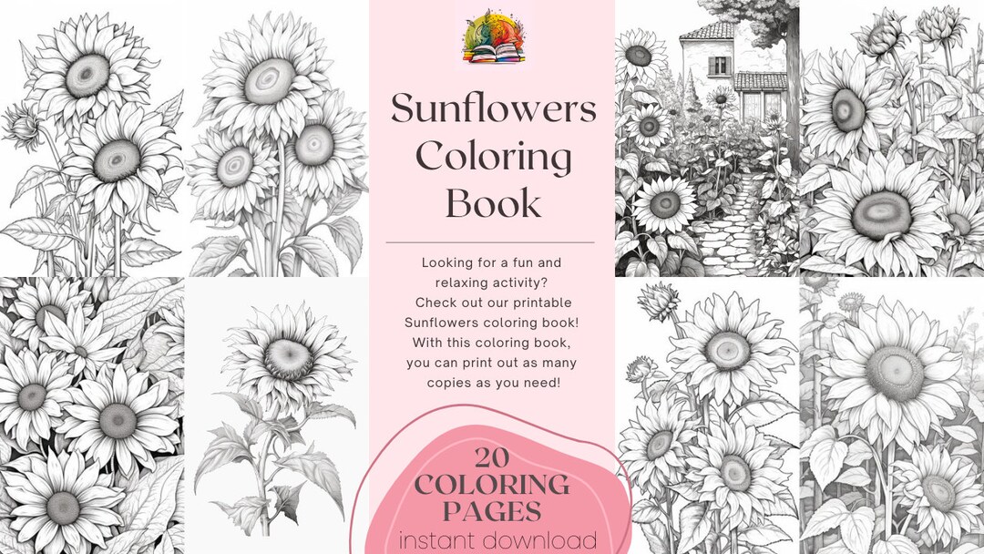 Sunflowers Floral Coloring Pages Flowers Coloring Books 20 - Etsy
