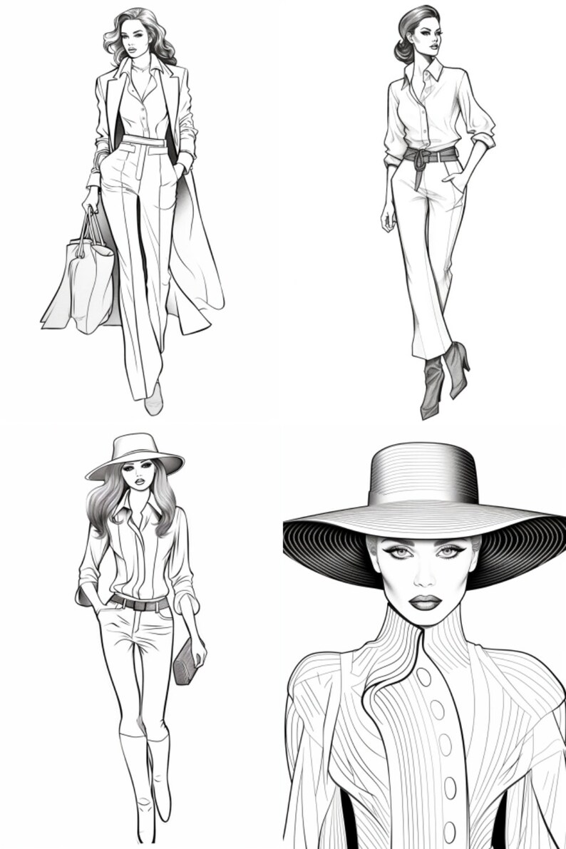 Fashion Coloring Book, Dresses Coloring Books, 40 Printable Adult ...
