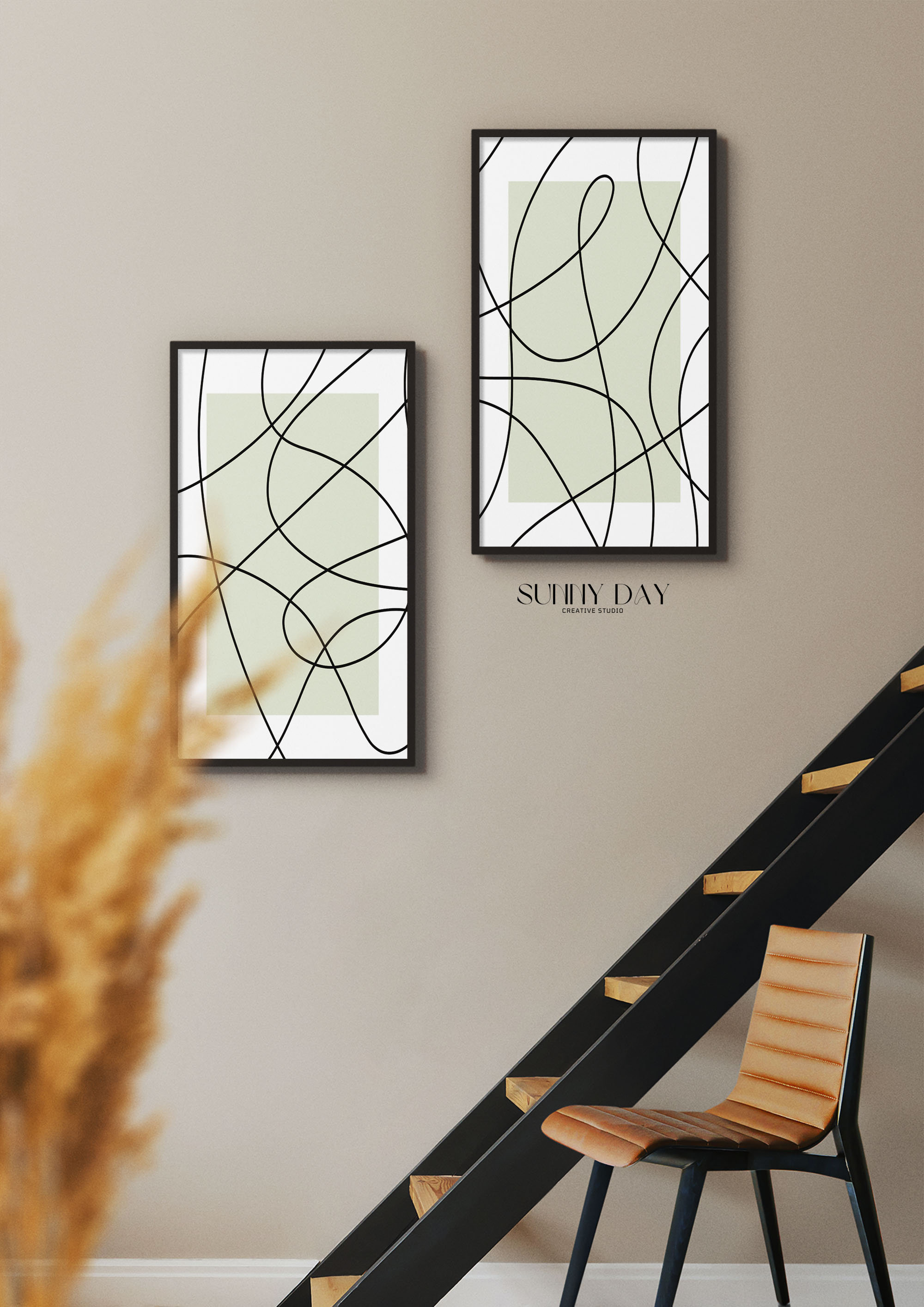 Abstract Black Wavy Line Art, PRINTABLES Set of 3, Minimalist Neutral ...