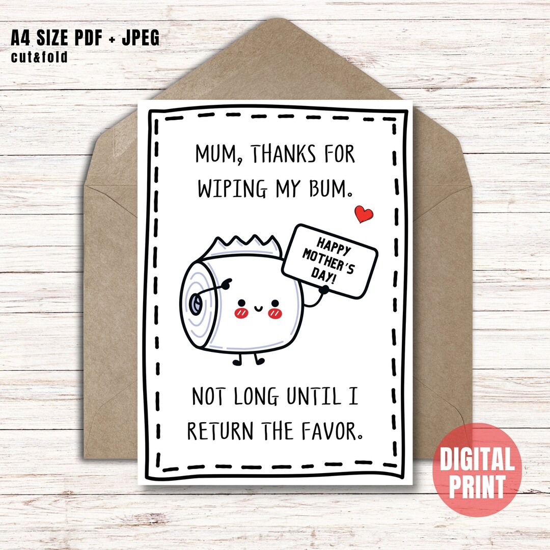 Printable Mothers Day Card, Funny Card for Mum, Bonus Mom Card, Happy ...