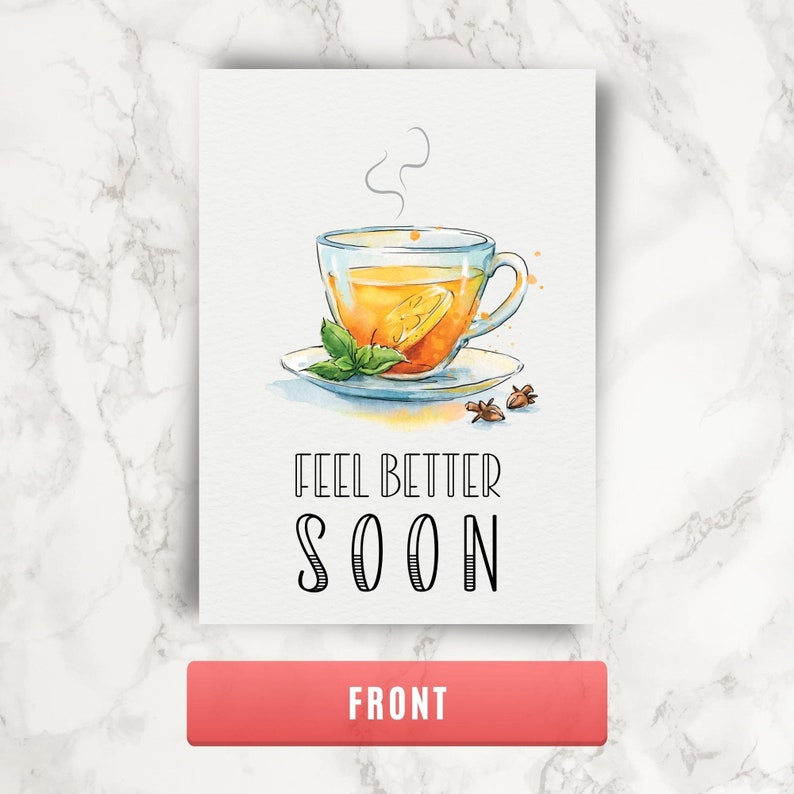 Feel Better Soon Card, Printable Get Well Card, Instant Download PDF ...