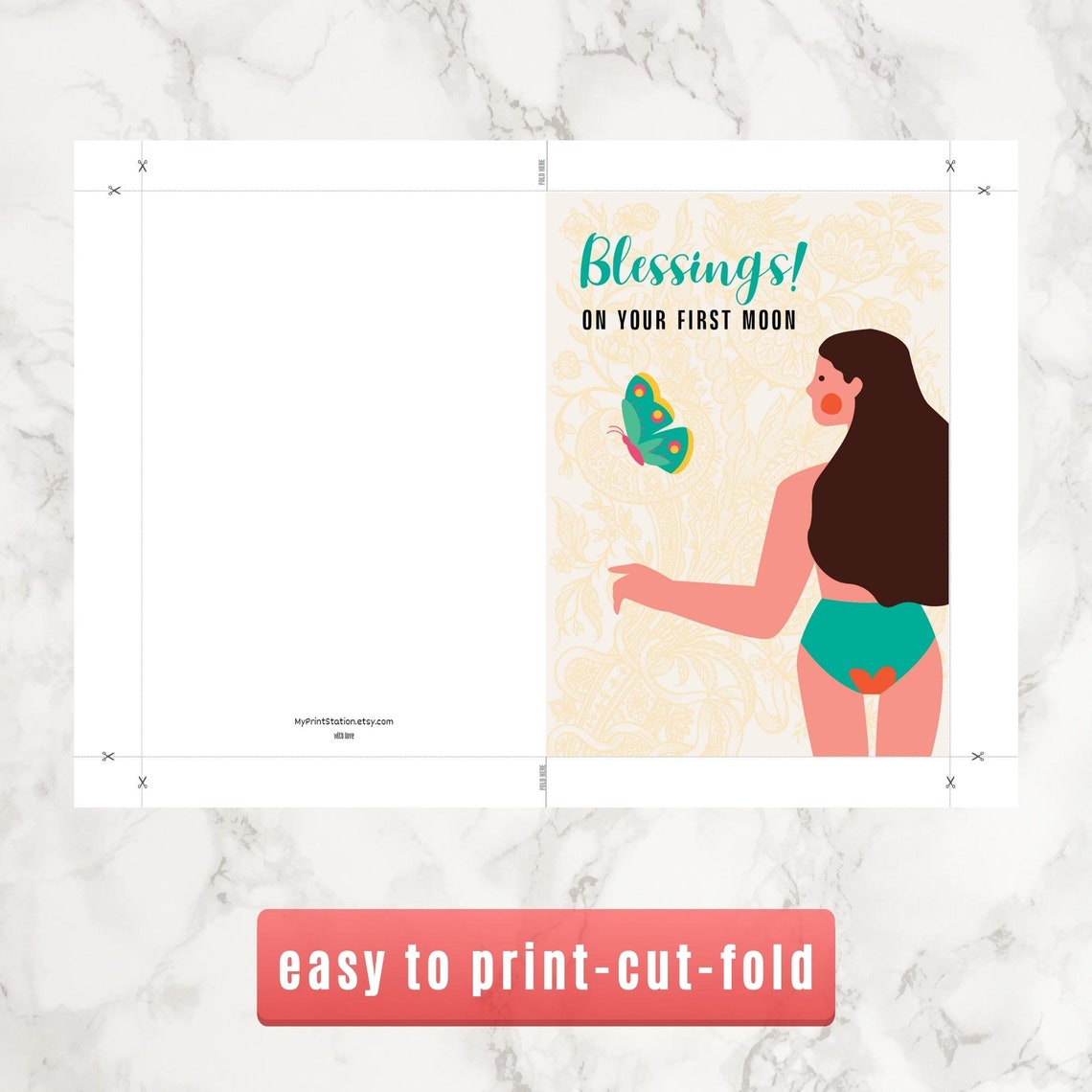 First Period Card for Daughter, Printable First Moon Blessing, Funny ...