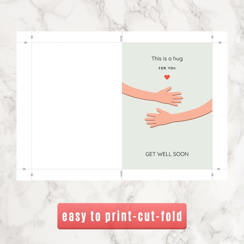 Get Well Soon Card - Virtual Hug Card - Printable Instant Download PDF ...