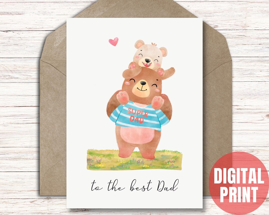 Buy Printable Fathers Day Card, Papa Bear Card for Dad, to the Best Dad ...