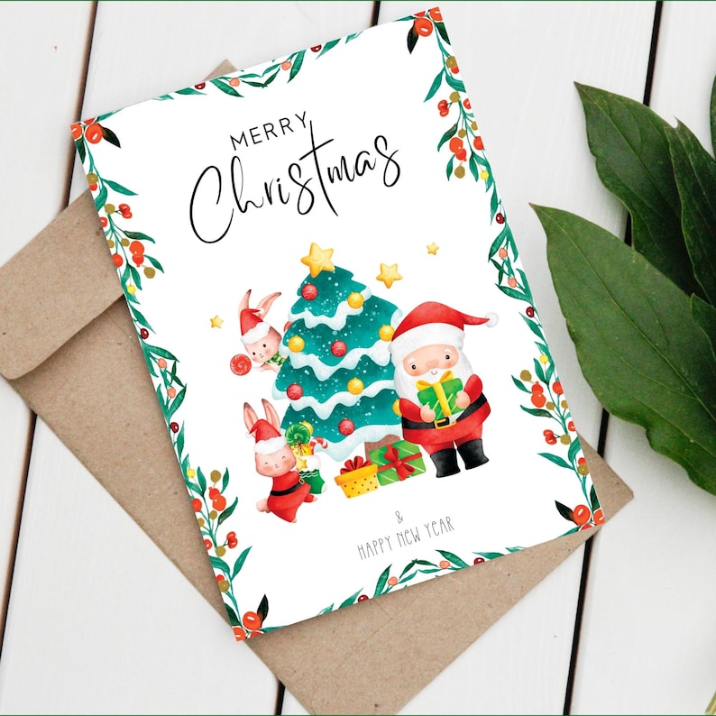 Digital Christmas Card Bundle, Printable Holiday Cards, Digital ...