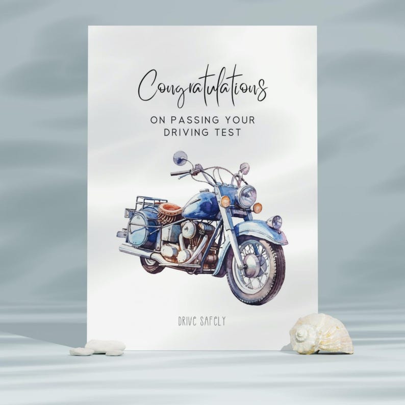 Printable Motorcycle Driving Test Card, New Driver Card, Driving Test ...