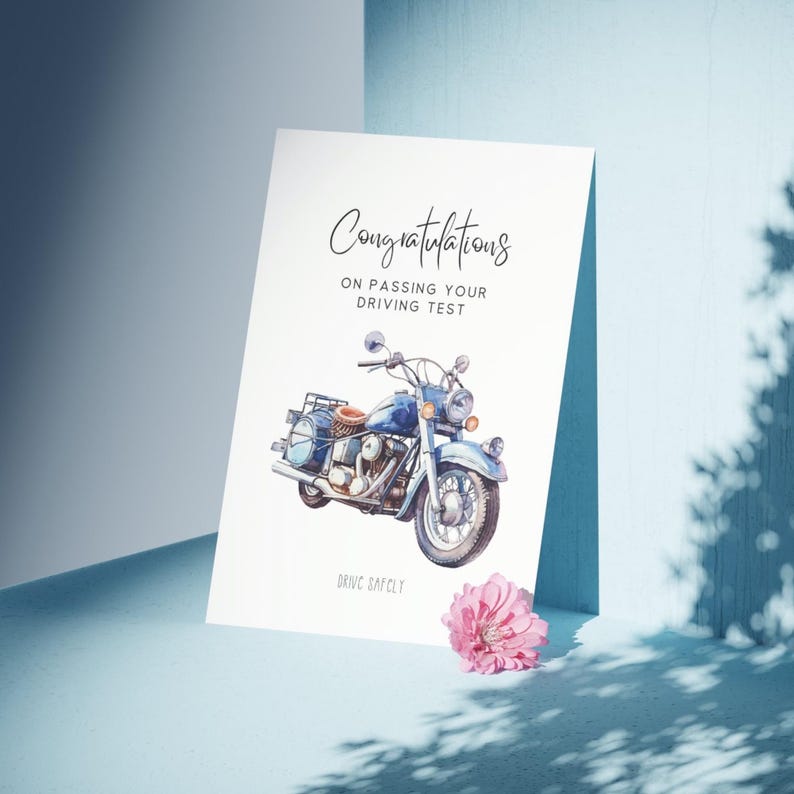 Printable Motorcycle Driving Test Card, New Driver Card, Driving Test ...