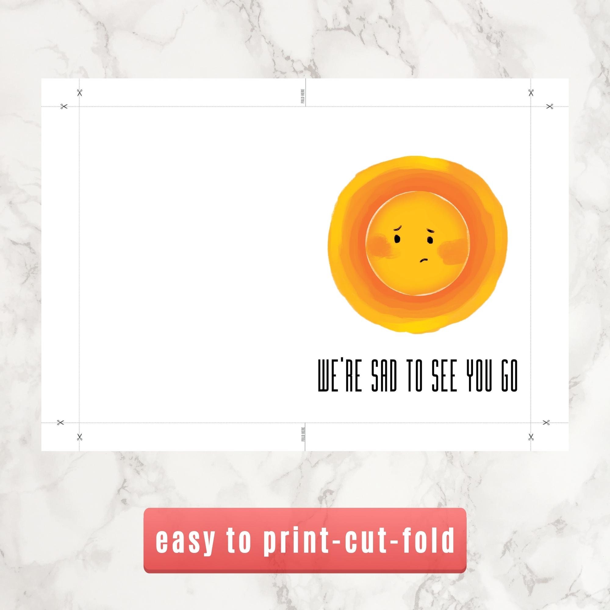 Farewell Card, Goodbye Card - Printable Instant Download PDF JPG- 5x7 ...