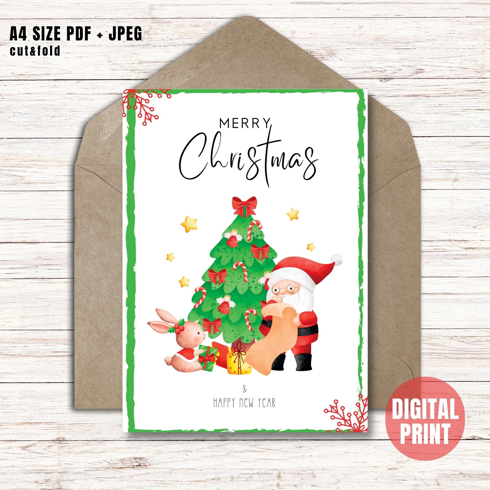Digital Christmas Card Bundle, Printable Holiday Cards, Digital ...