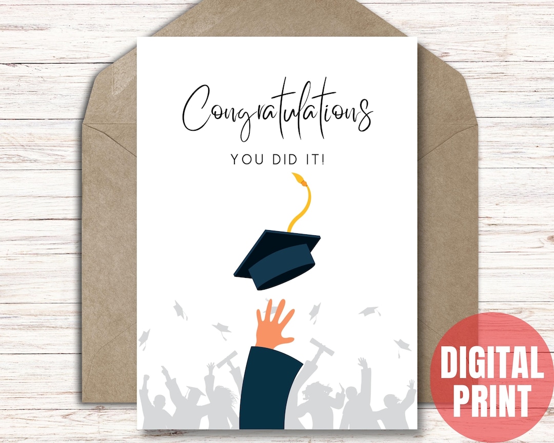 Printable Congratulations Graduation Card With Cap, Happy Graduation ...