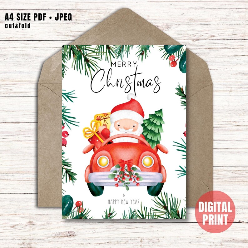 Digital Christmas Card Bundle, Printable Holiday Cards, Digital ...