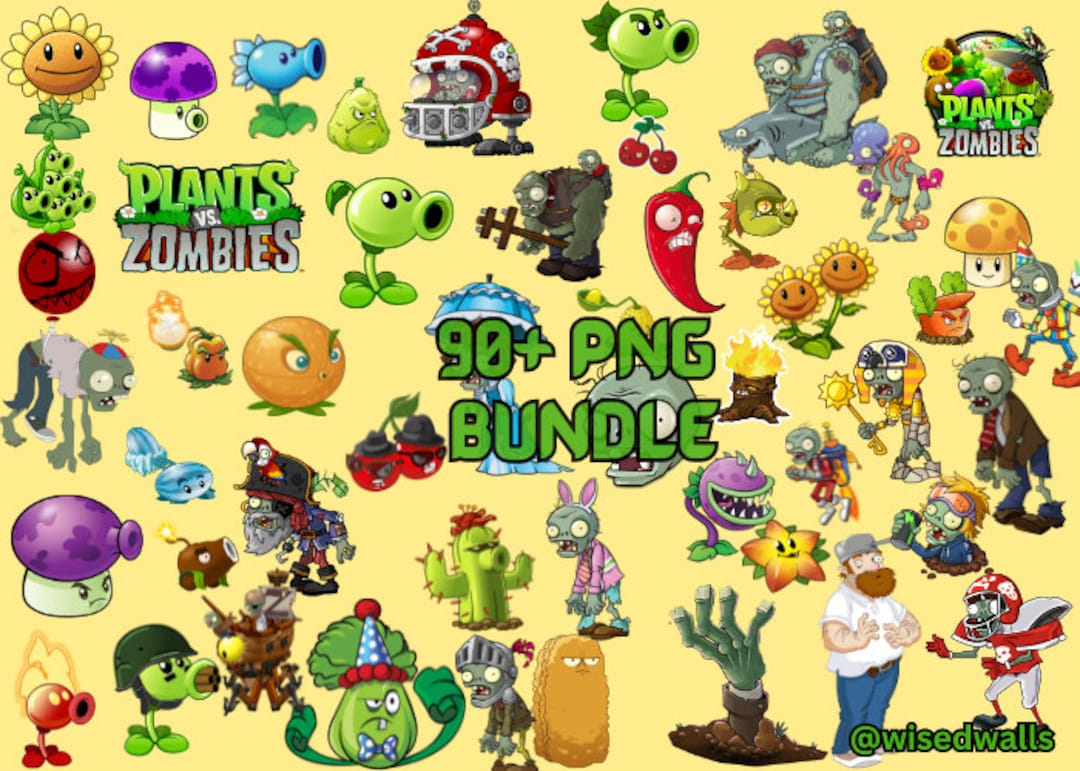 PNG Bundle Plants Vs Zombies / Instant Download, 90 Clipart, 2024 PNG ...