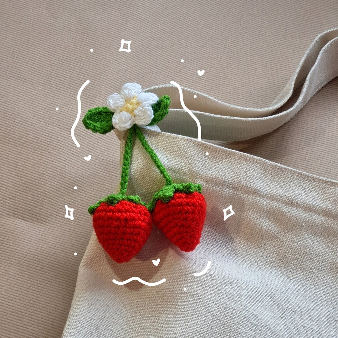 Crochet Strawberry Bag Tags: Sweet and Stylish - Etsy