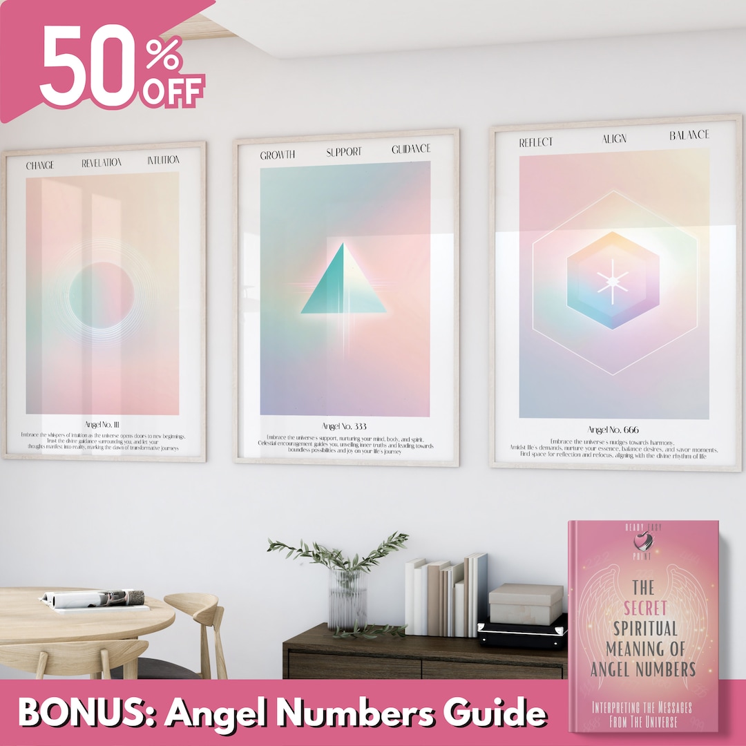 Angel Numbers Set of 3, Aura Poster, Aura Print, Aura Angel Number ...