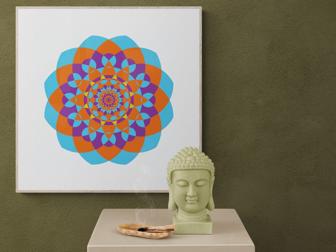 Colorful Mandala Wall Art Poster for Meditation Space, Large Vibrant ...