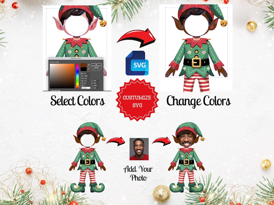 Elf SVG Add Your Own Photo Christmas, Elf PNG Face Blank, Elf Yourself ...