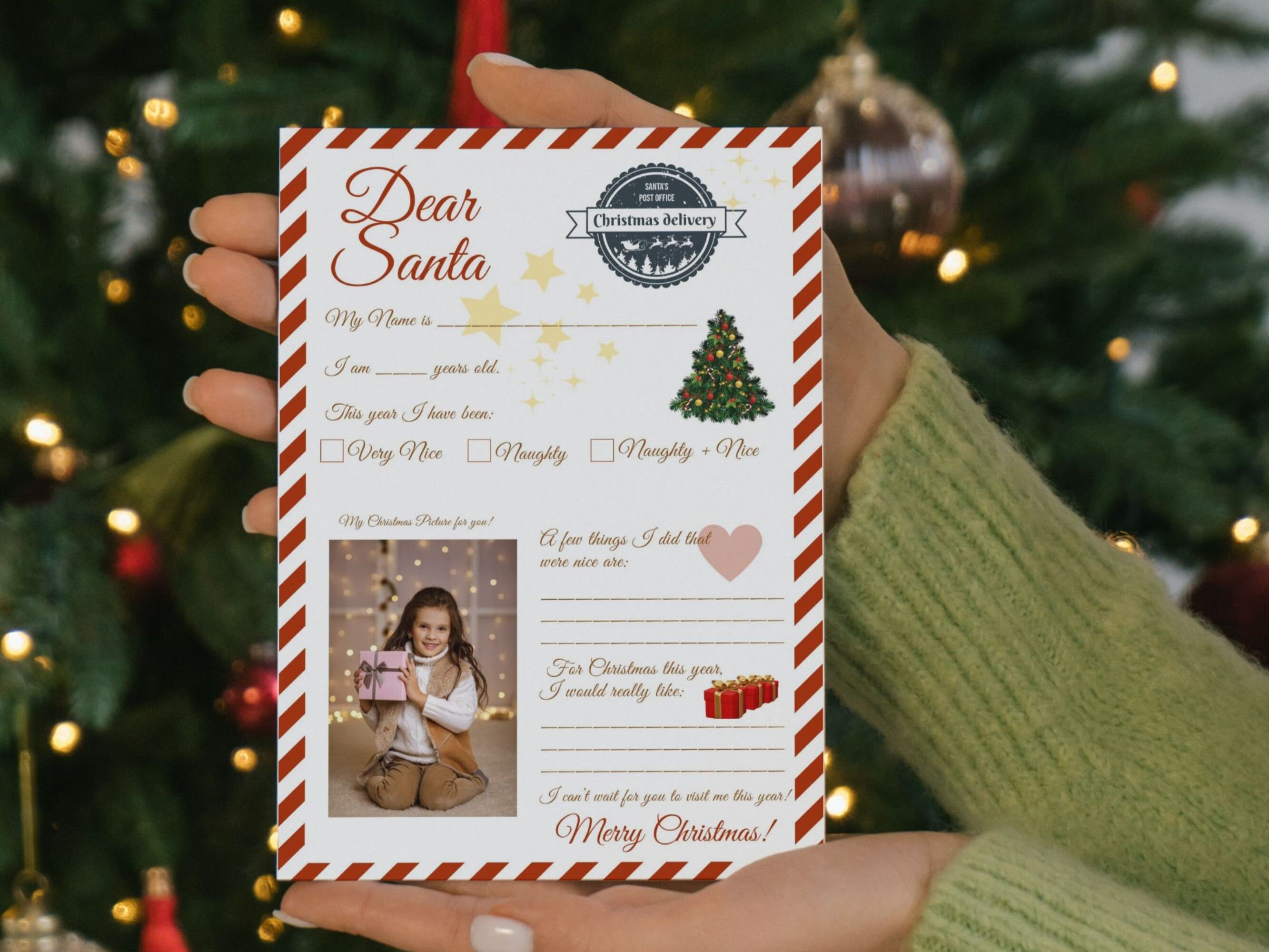 Kids Letter to Santa PRINTABLE, Santa Claus Letter Christmas, EDITABLE ...