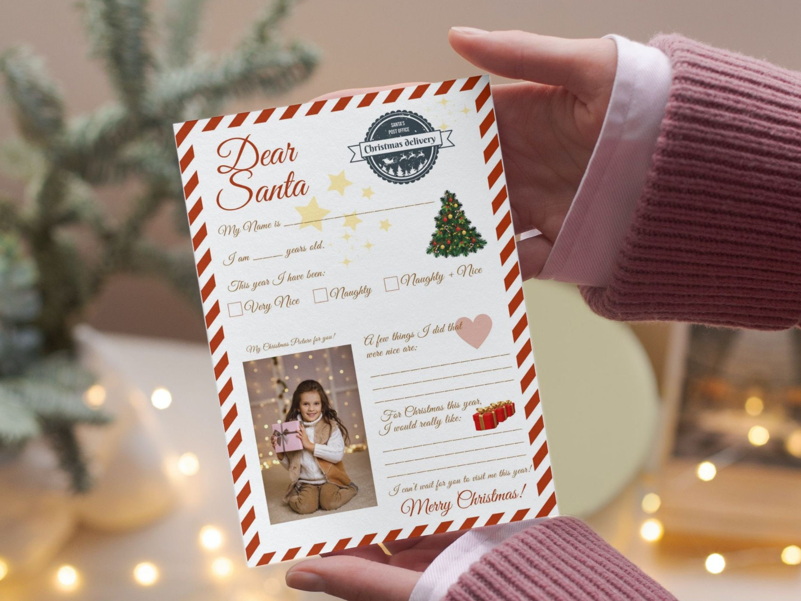 Kids Letter to Santa PRINTABLE, Santa Claus Letter Christmas, EDITABLE ...