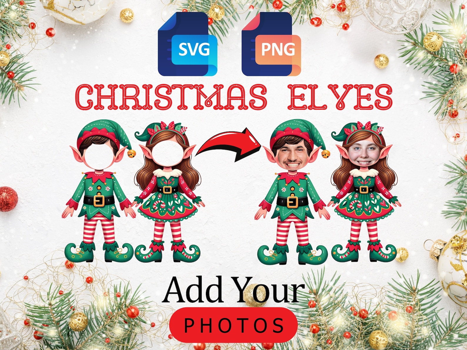 Elf SVG Add Your Own Photo Christmas, Elf PNG Face Blank, Elf Yourself ...