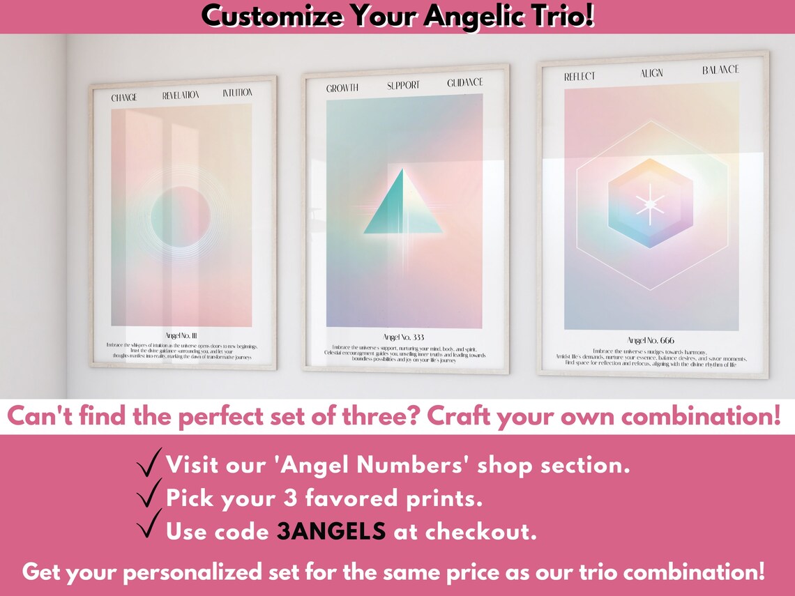 Angel Numbers Set of 3, Aura Poster, Aura Print, Aura Angel Number ...