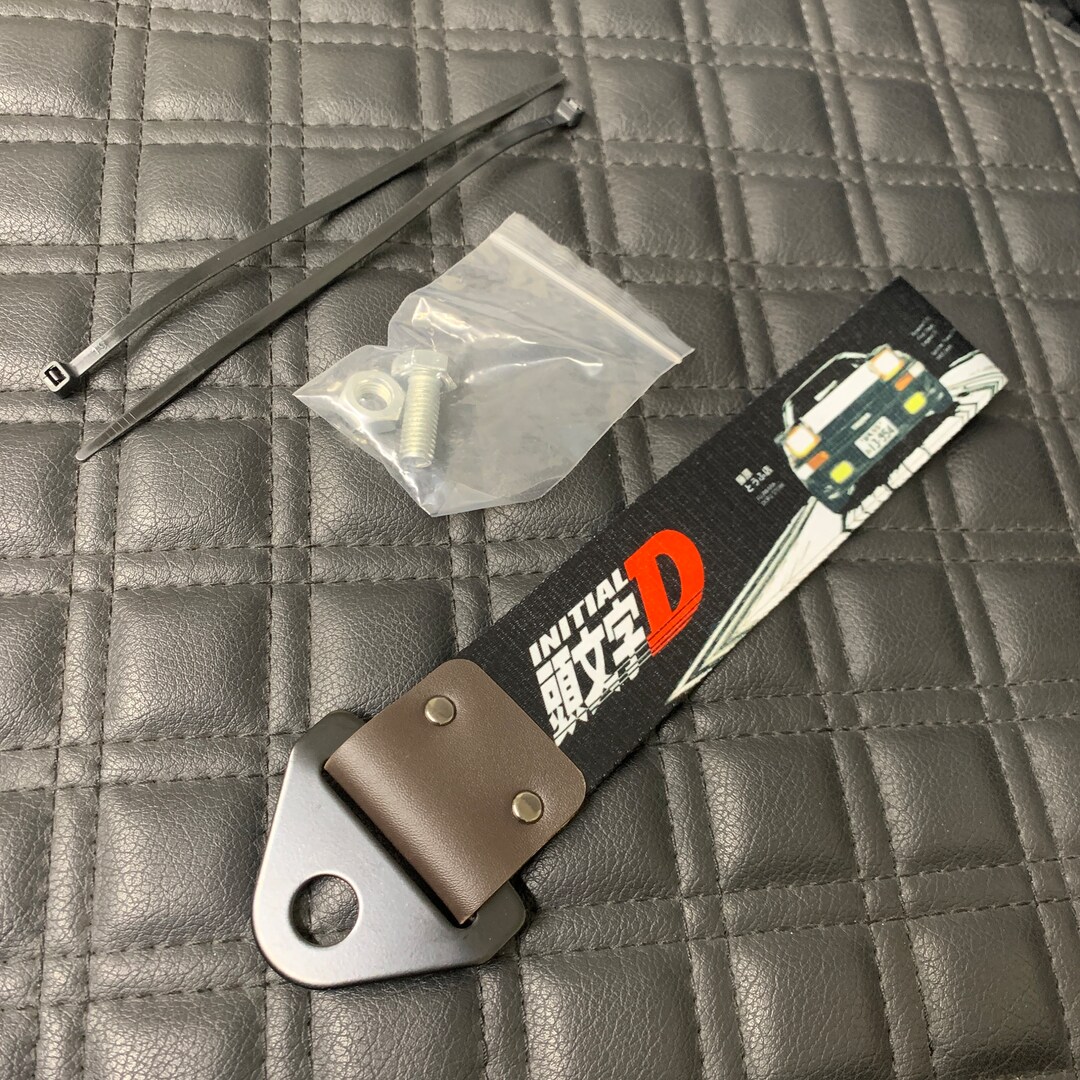 1X JDM Sports Black Initial D Trailer Hook Tow Strap Universal for Car ...