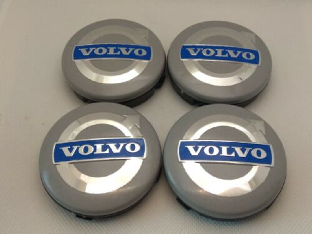 Brand New Volvo Wheel Center Hub Caps Rim Cap Silver Blue Emblem Size ...