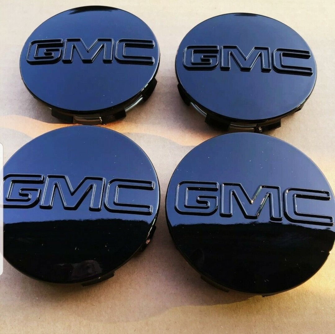 Set of 4 GMC BLACK CENTER Caps Fit for Yukon Denali Sierra Size 3.25 ...