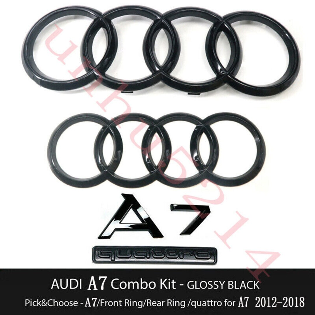 Audi A7 Front Rear Curve Rings Emblem Gloss Black Logo Quattro - Etsy