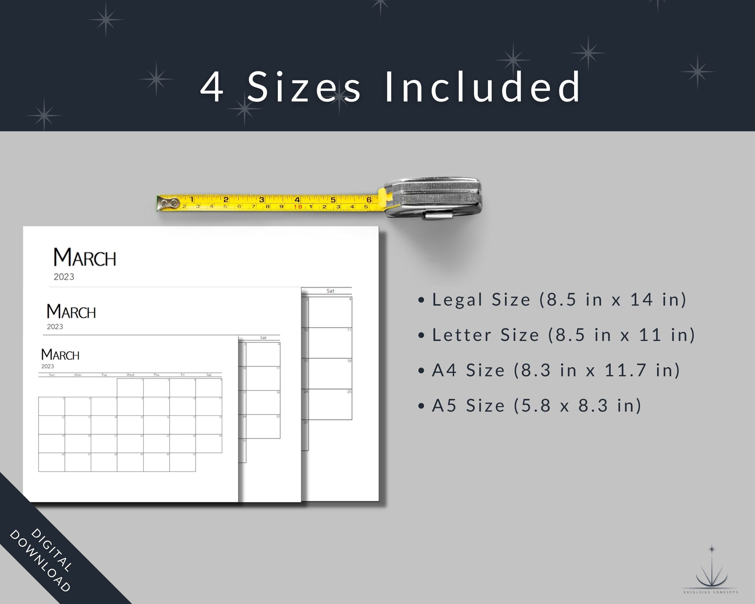 Printable 2023 Calendar, Minimalist, Simple, Plain, Sunday Start ...