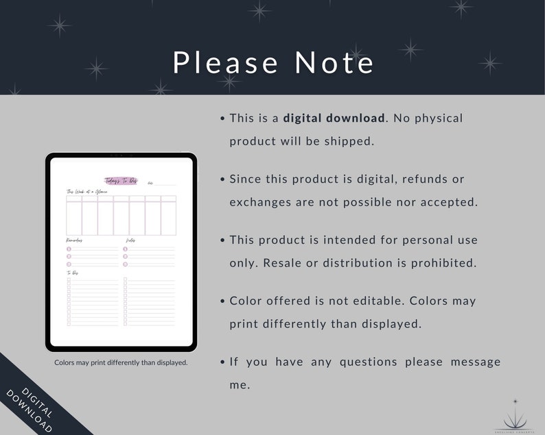 Printable to Do Checklists Week at a Glance Notes Grocery - Etsy