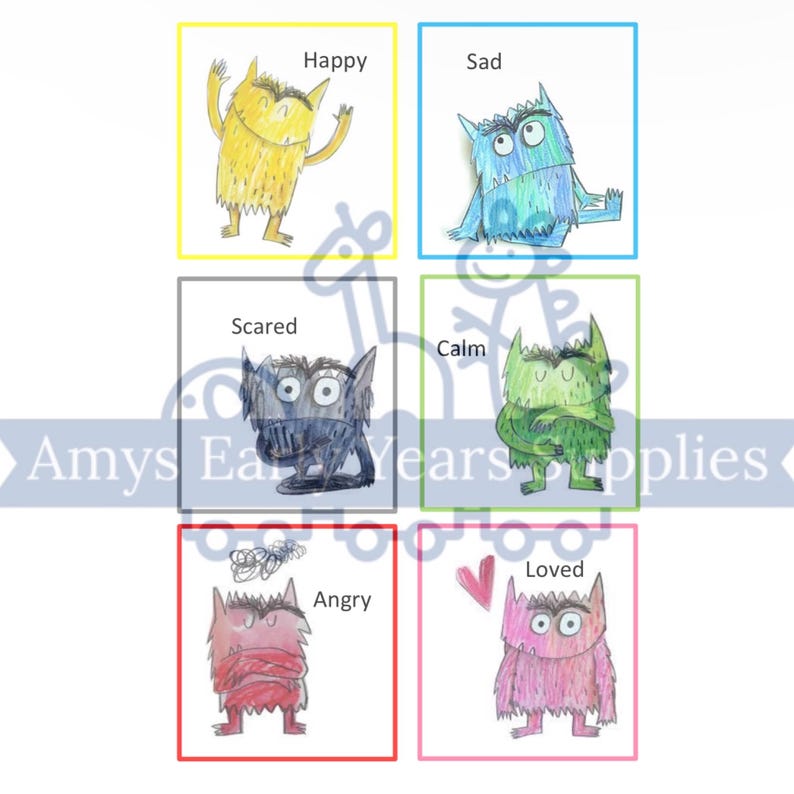 Colour Monster Flashcards - PDF Download - Etsy