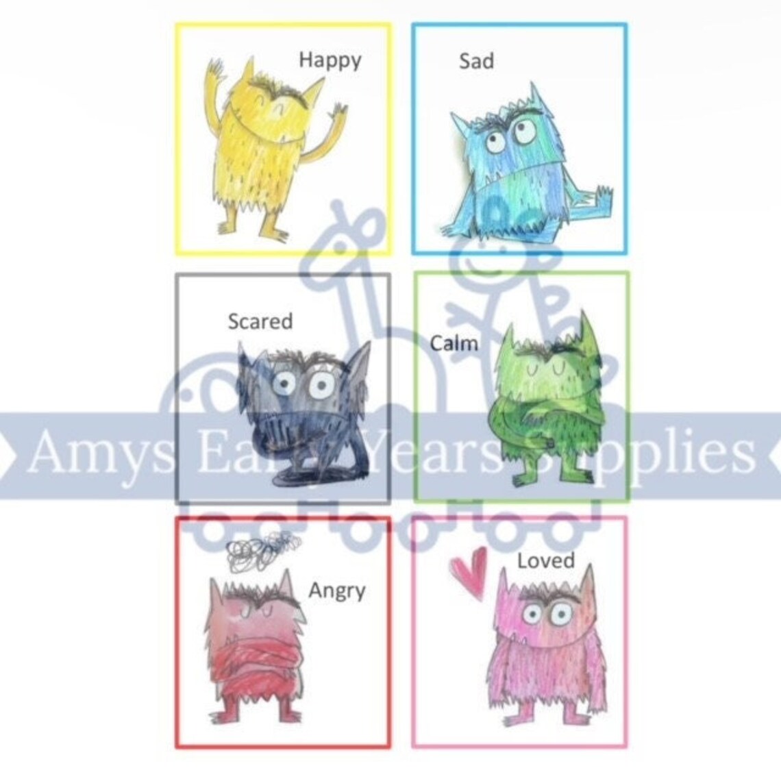 Colour Monster Flashcards PDF Download - Etsy