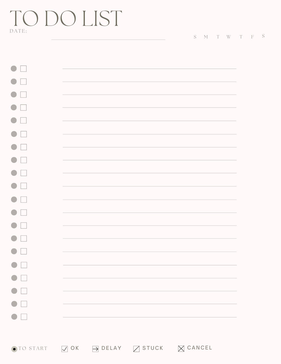 Minimal to Do List Printable, Simple Tasks List Template, Productivity ...