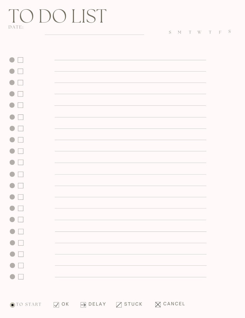 Minimal to Do List Printable Simple Tasks List Template - Etsy