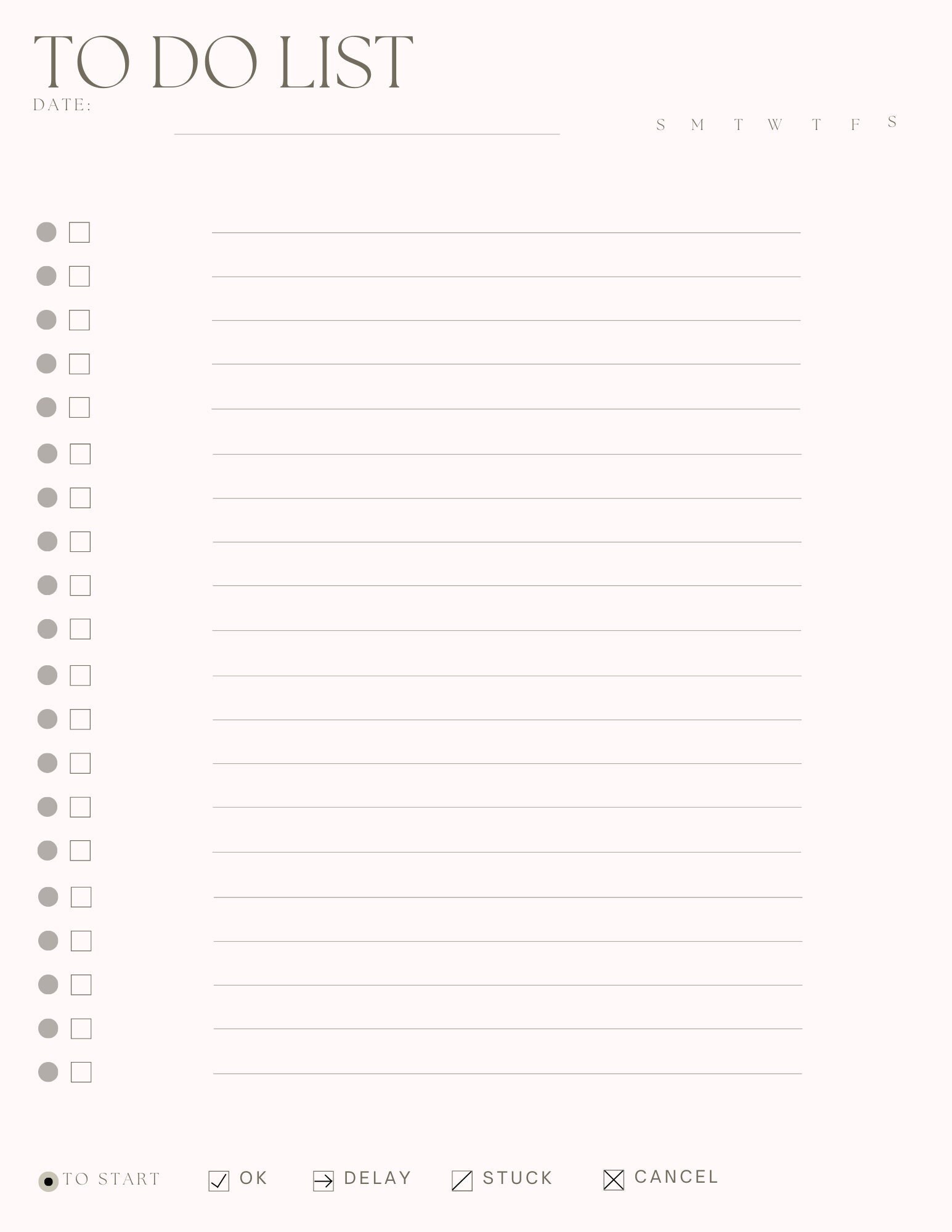 Minimal to Do List Printable, Simple Tasks List Template, Productivity ...