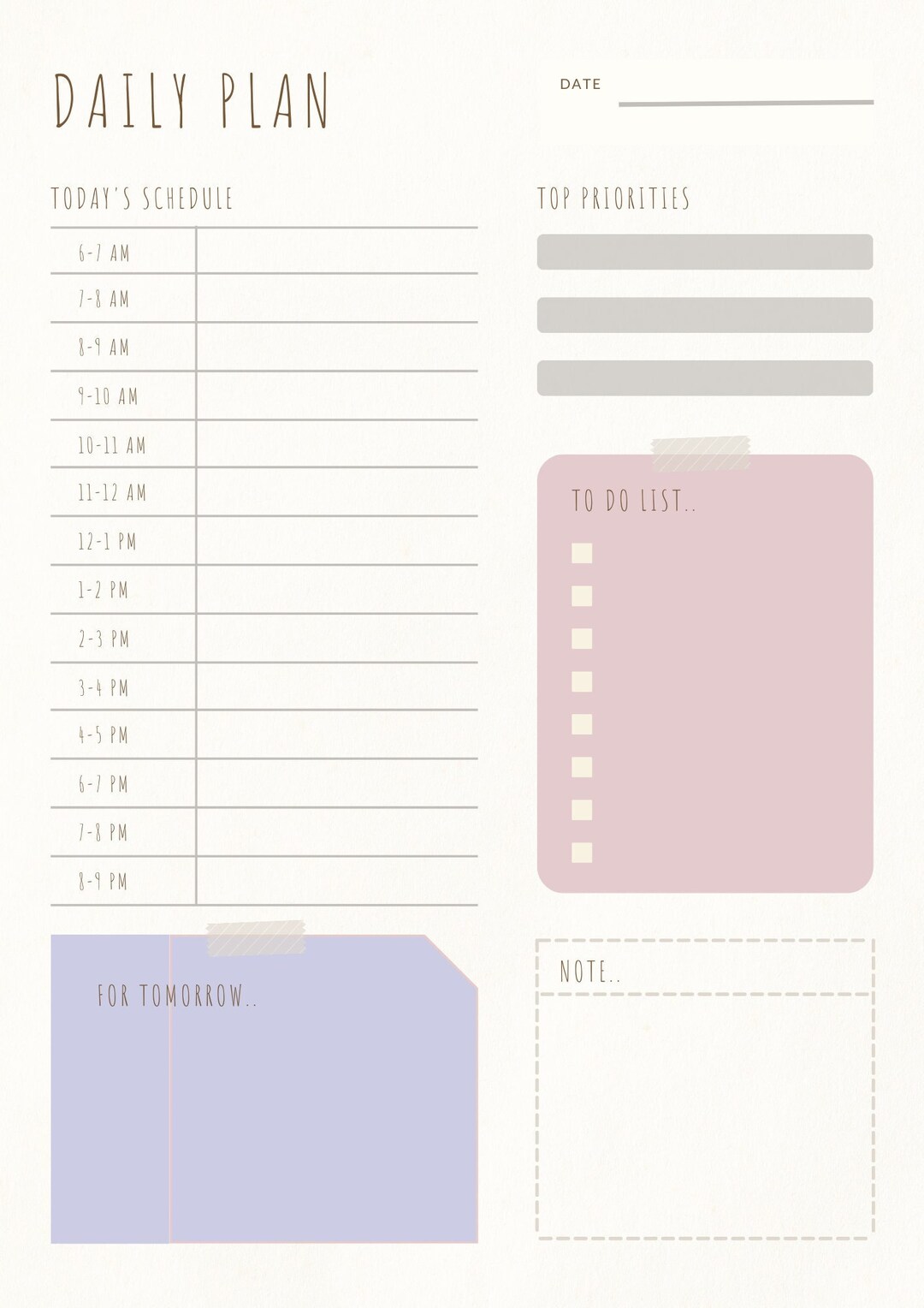 Daily Planner Priorities to Do List Pdf Time Blocking - Etsy