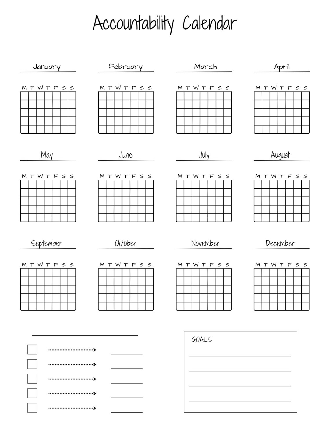 Accountability Calendar/habit Tracker (digital File) - Etsy