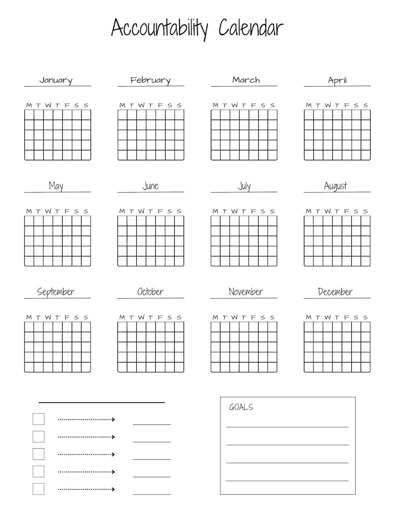 Accountability Calendar/habit Tracker (digital File) - Etsy